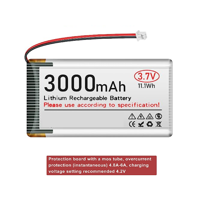 3.7V Lithium Rechargeable 1S 1C LiPo Battery with Micro JST 1.25 Plug ...